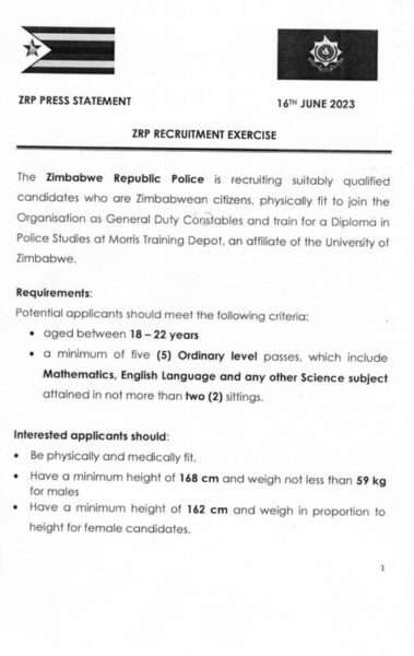 ZRP Recruiting: Here's How to Apply for the Posts | Zim Trending